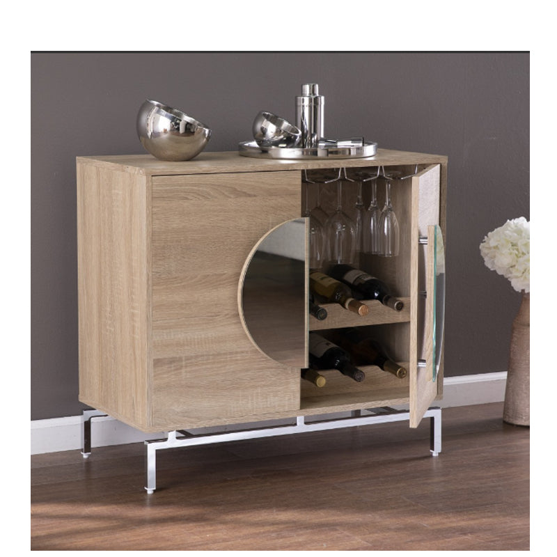Contemporary Mirrored Circle Double Door Bar Cabinet – Primo Products LLC.